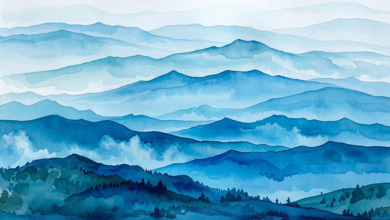 Free Misty Mountain Layers Image - Watercolor, Cyan, Mist | Download at StockCake