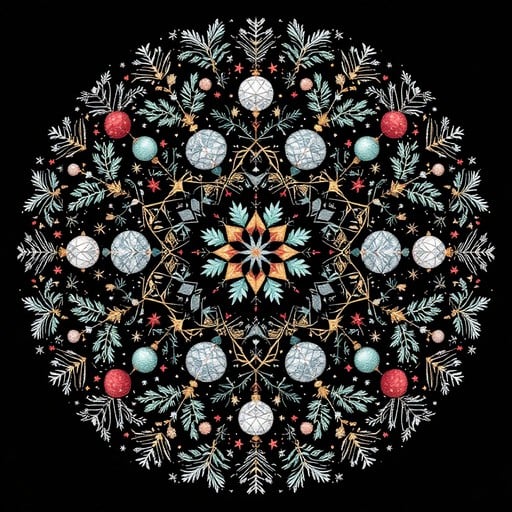 Free Festive Mandala Design Image - Mandala, Christmas, Geometric ...