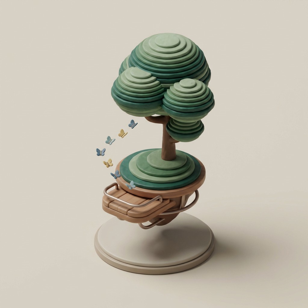 Free Floating Nature Sculpture Image - 3d, Isometric, Illustration ...