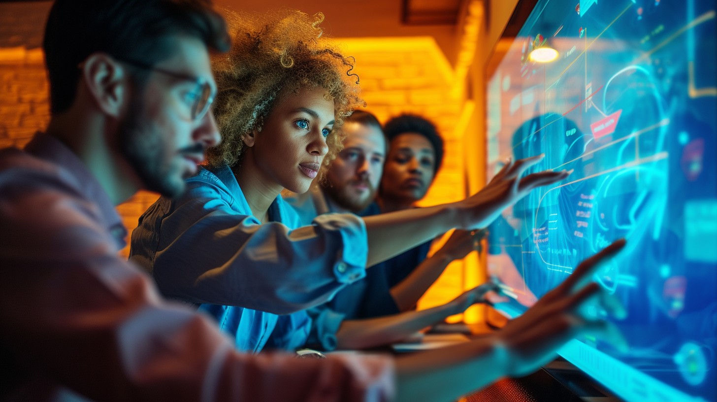 Free Intense Tech Collaboration Image - Technology, Teamwork, Interactive | Download at StockCake