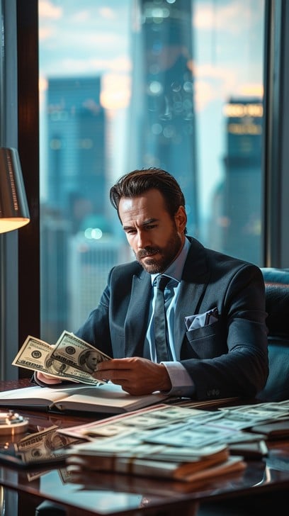 Free Executive Counting Cash Image Businessman Office Money