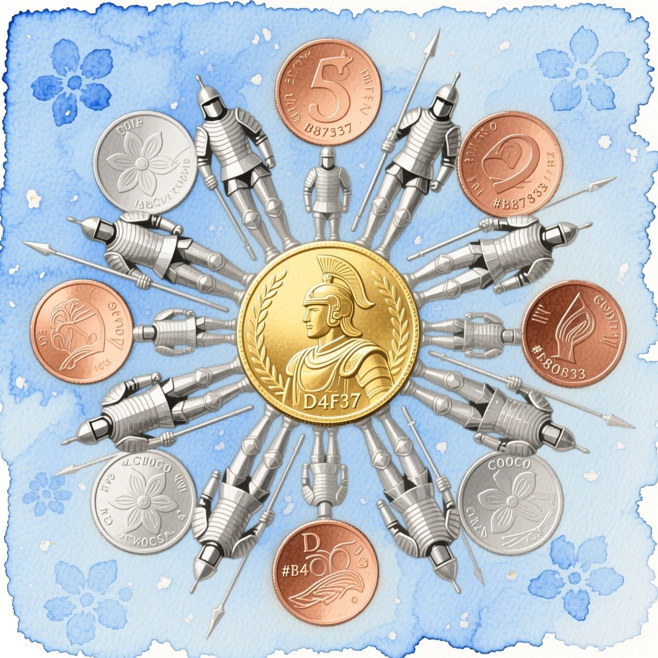 Free Metallic Coin Array Image - Watercolor, Coins, Mandala | Download ...