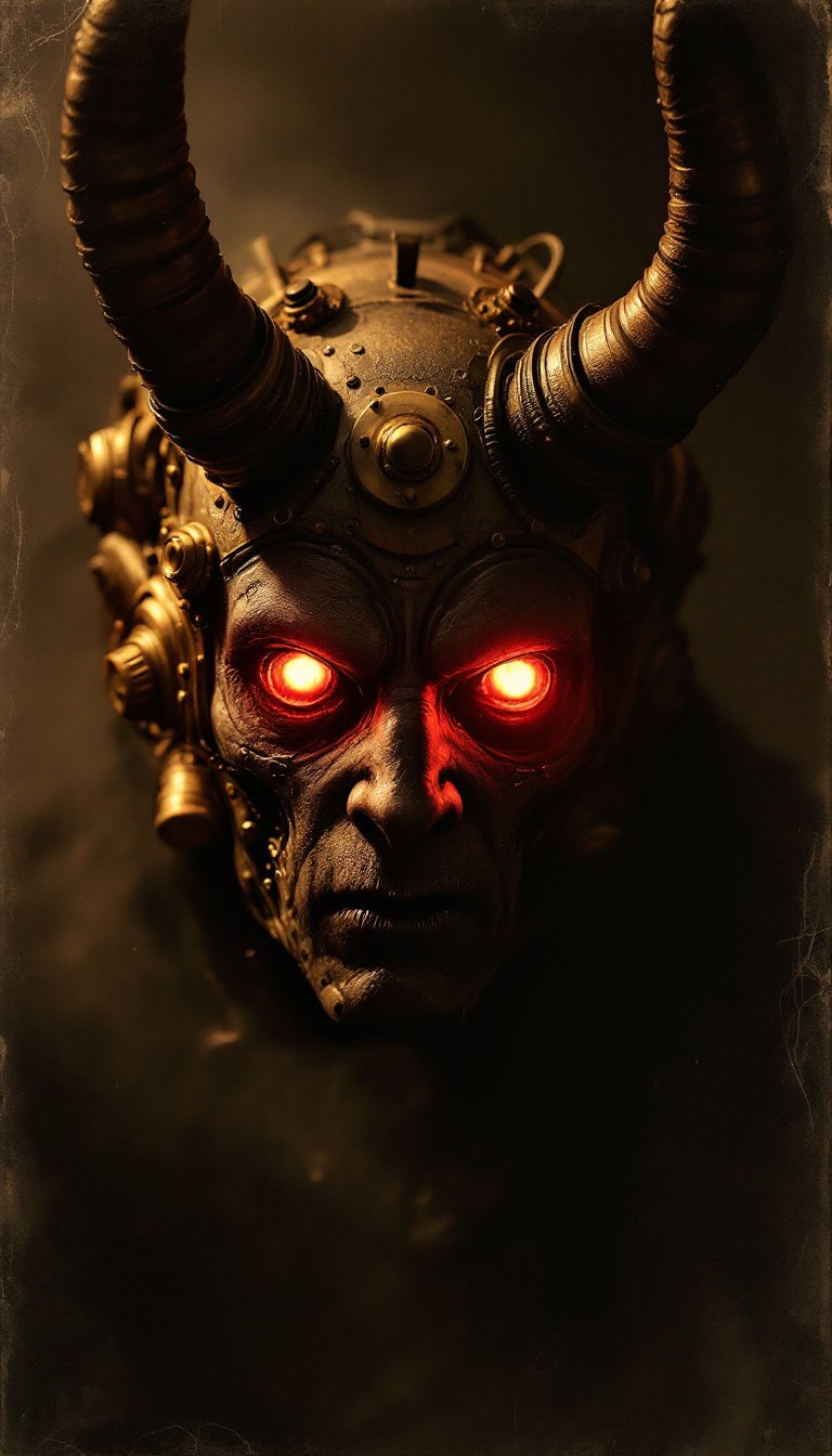 Free Mechanical Demon Portrait Image - Demon, Cybernetic, Vintage | Download at StockCake