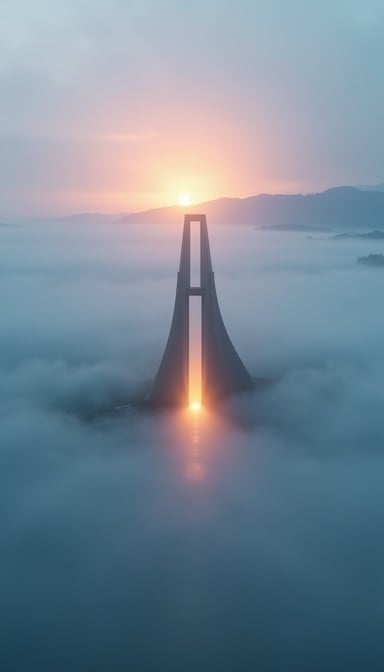 Free Bridge Above Clouds Image Bridge Fog Sunrise Download At