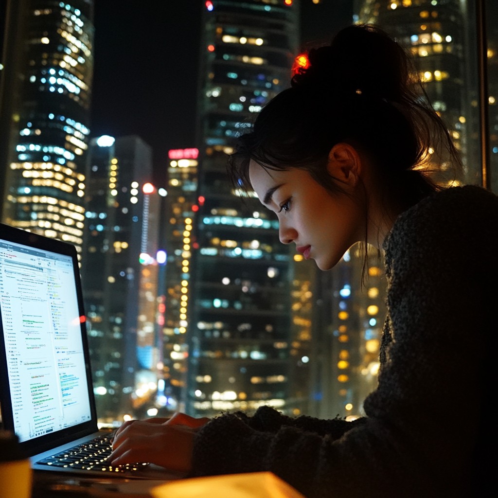 Free Nighttime Coding Session Photo - Woman, Coding, Laptop | Download at StockCake