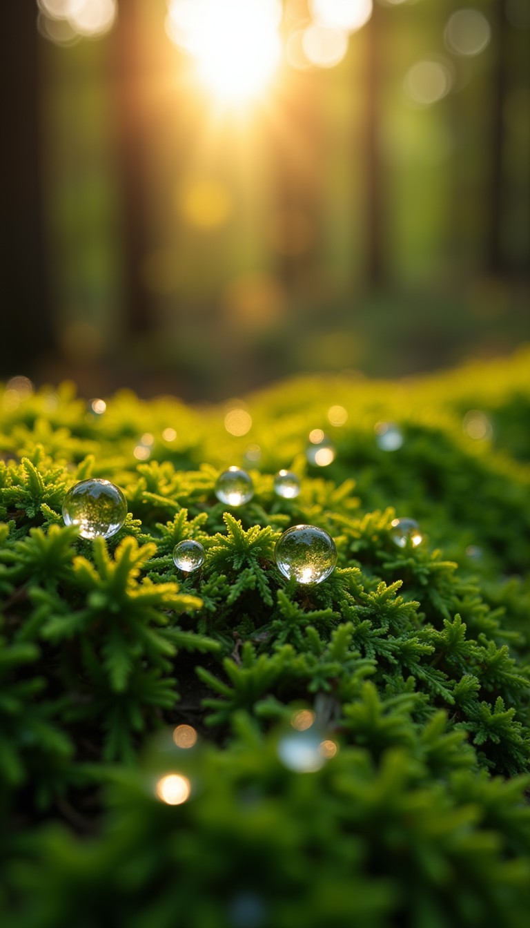 Free Dewy Moss Glow Image - Dewdrops, Moss, Macro | Download at StockCake