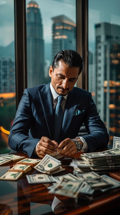 Free Executive Counting Money Image Businessman Money Office