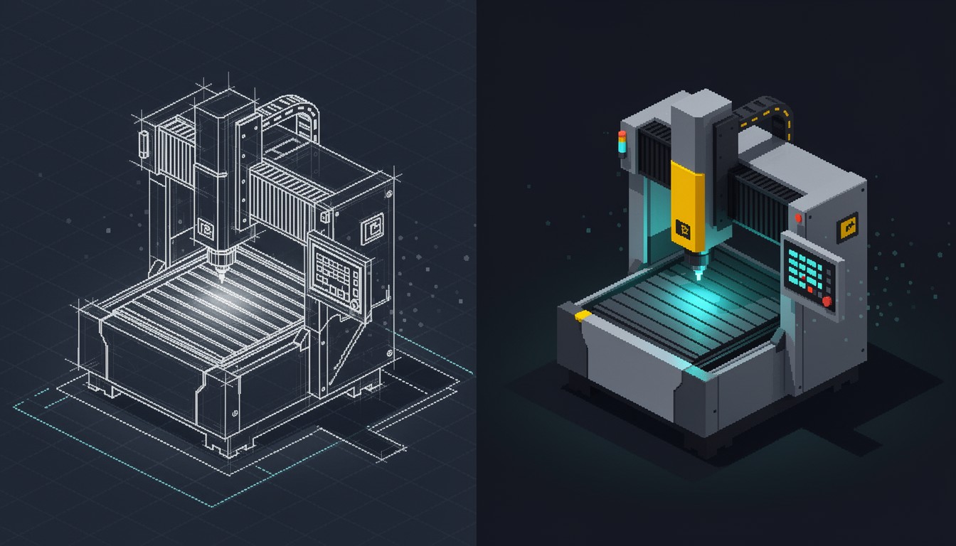 Free Blueprint Becomes Reality Image Cnc Machine Manufacturing