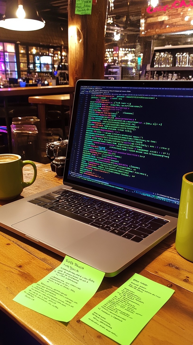 Free Coding at Cafe Image - Laptop, Cafe, Coding | Download at StockCake