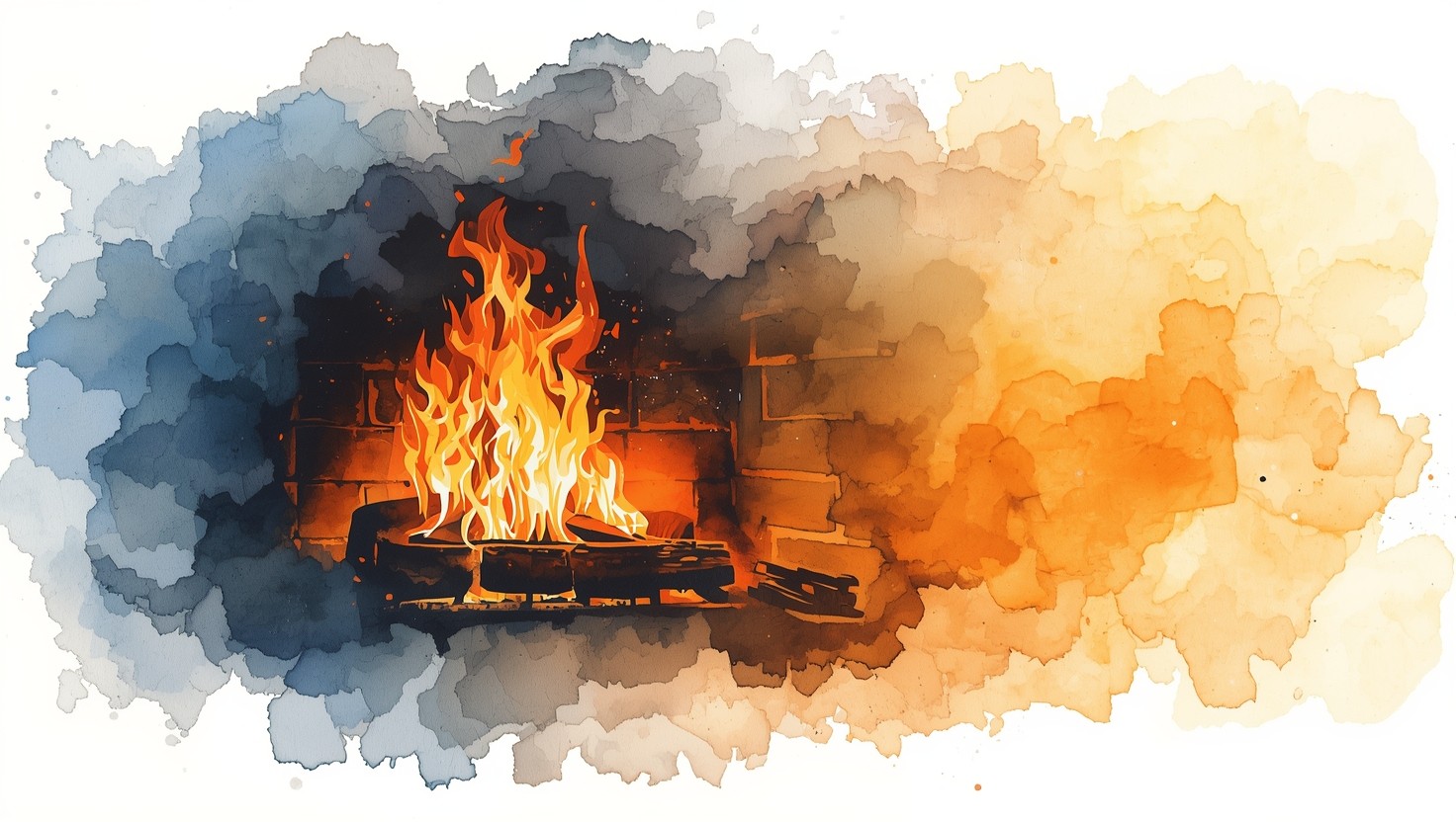 Free Cozy Fireplace Warmth Image Fireplace Watercolor Cozy