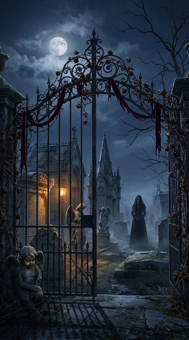 Free Gothic Cemetery Moonlight Image - Gothic, Cemetery, Graveyard ...