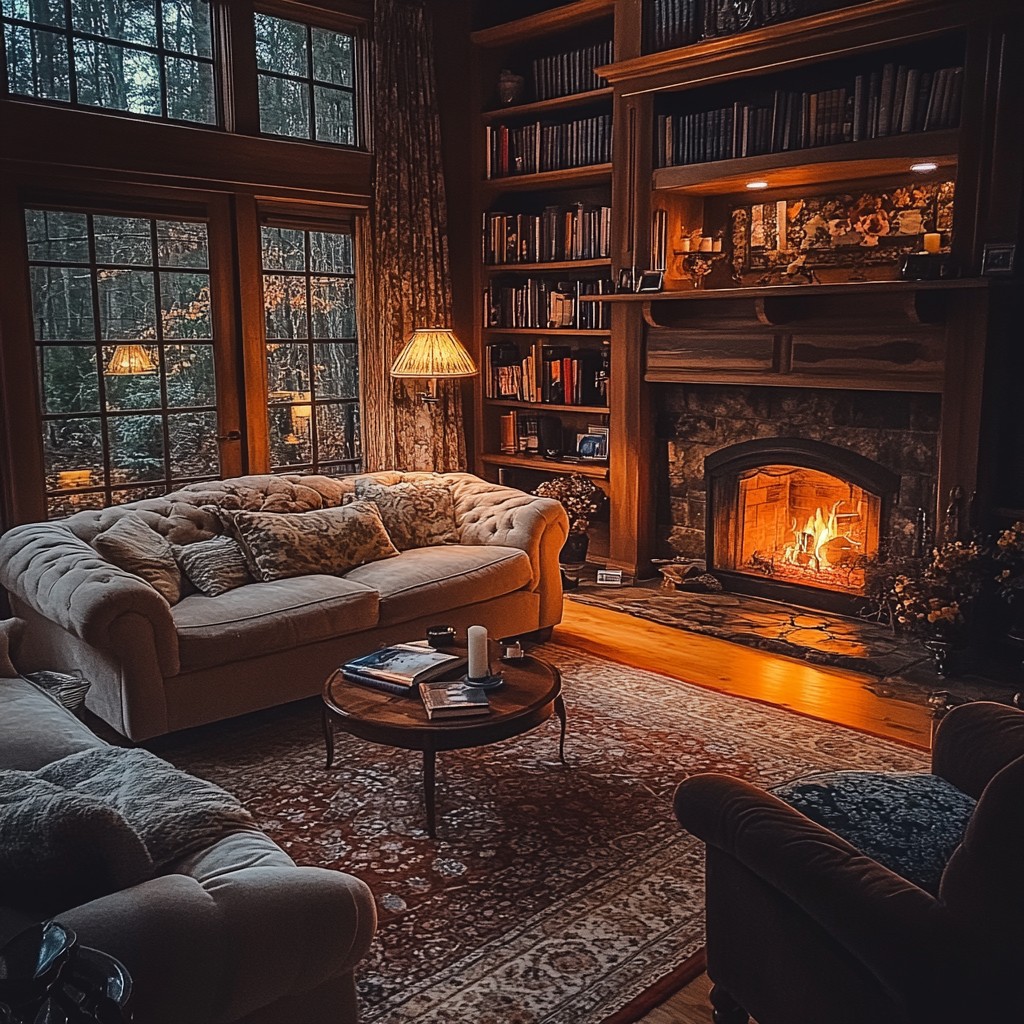 Free Cozy Library Fireplace Photo Cozy Fireplace Library Download
