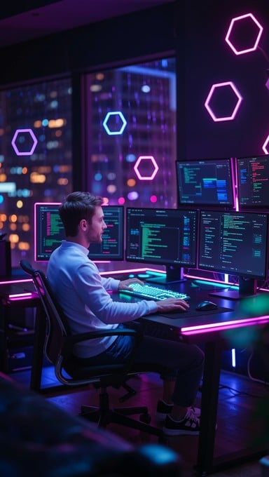 Free Neon Coding Session Photo Cyberpunk Neon Futuristic Download