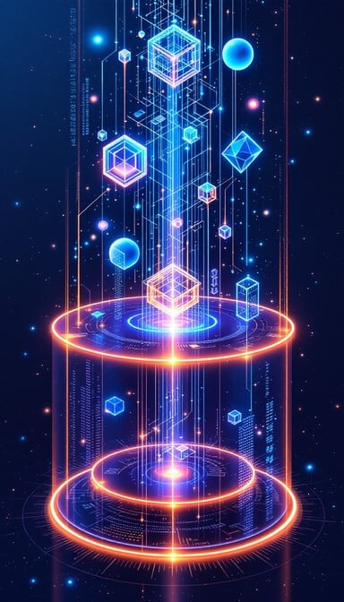 Free Holographic Data Tower Image - Hologram, Interface, Data | Download at StockCake