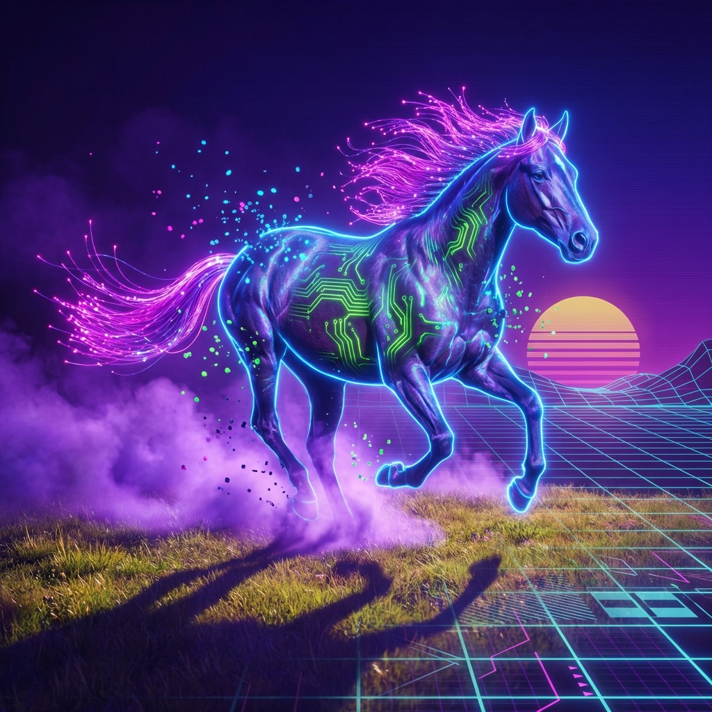 Free Neon Horse Gallops Image - Horse, Neon, Cyberpunk | Download at ...