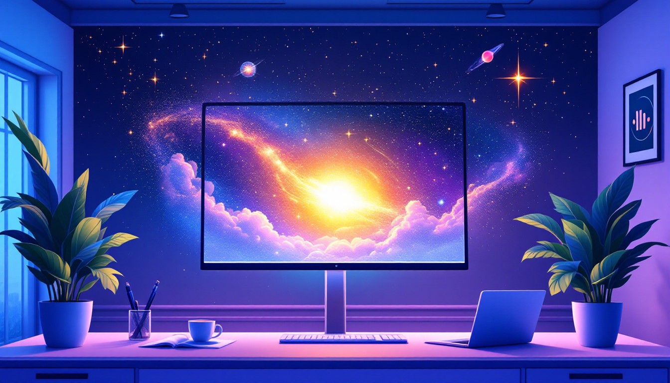 Free Cosmic Workspace Setup Photo - Cosmic, Workspace, Galaxy | Download at StockCake