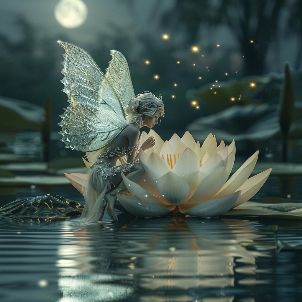 Free Mystical Fairy Encounter Image - Fairy, Lotus, Moonlight ...