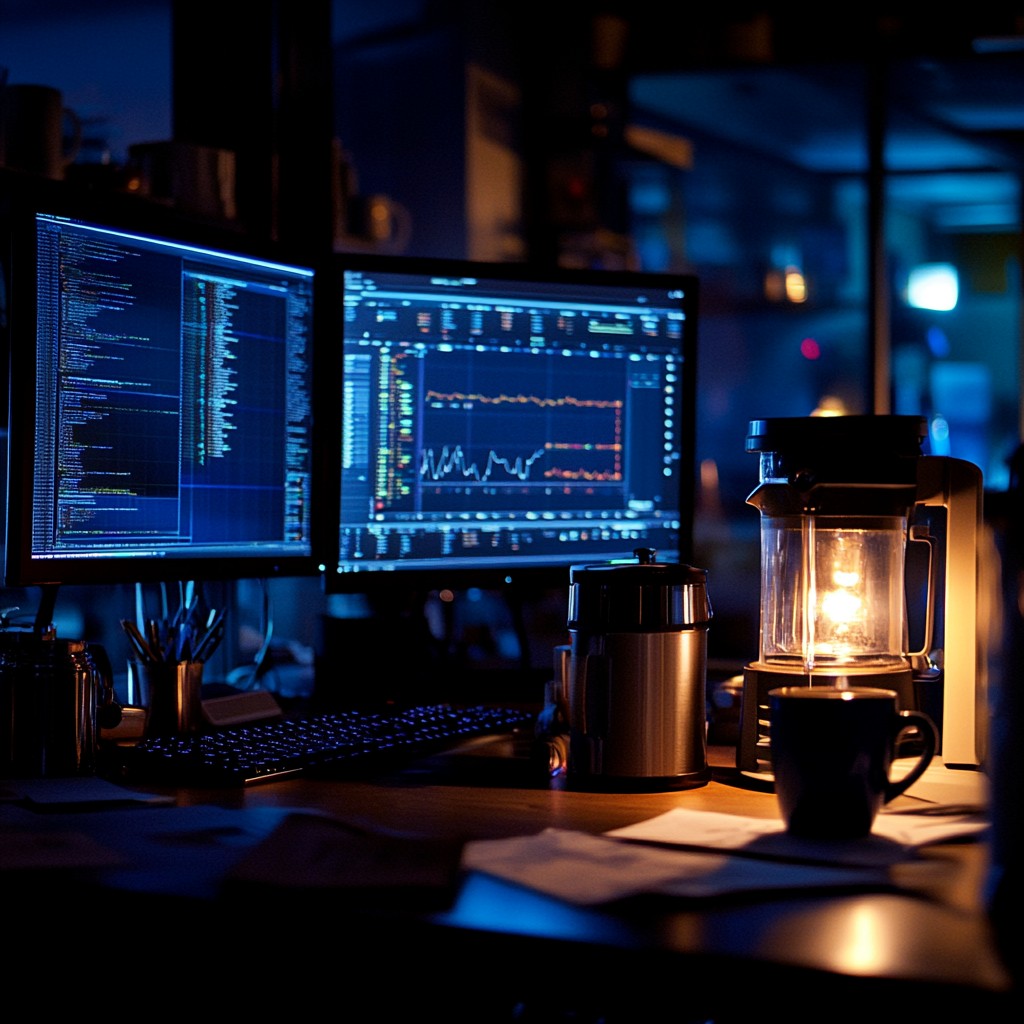 Free Nighttime coding session Image - Technology, Night, Computers | Download at StockCake