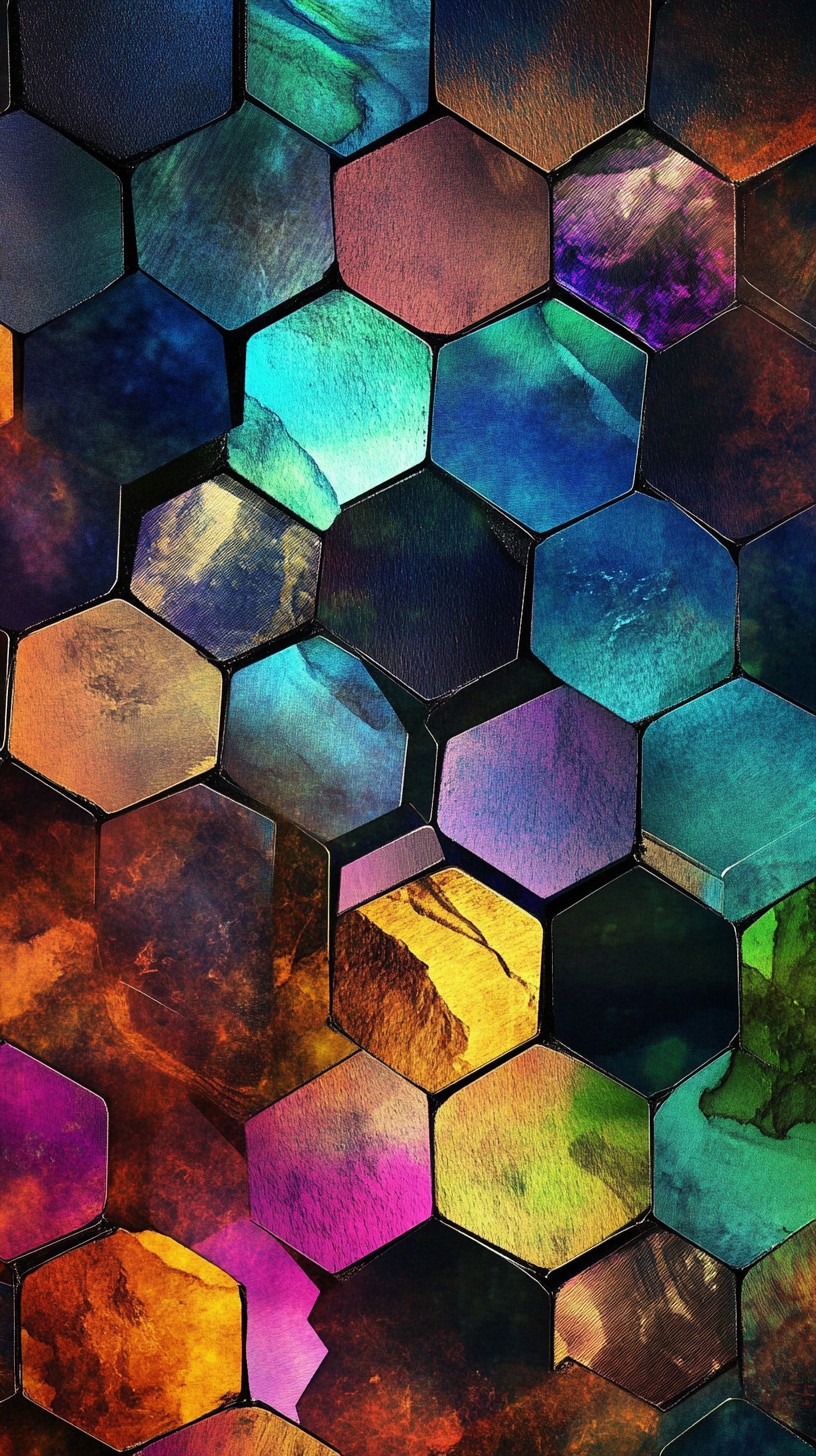 Free Colorful Hexagonal Pattern Image Abstract Colorful Hexagons
