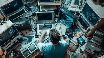 Free Tech Chaos Overhead Image - Technology, Chaos, Monitors | Download ...