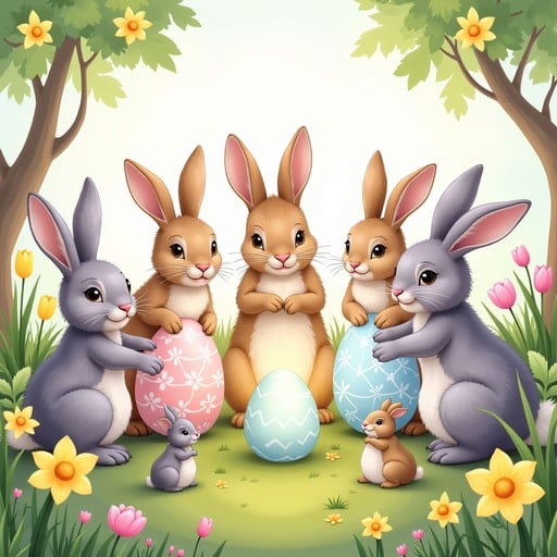 Free Easter Bunnies Celebrate Image | Download at StockCake