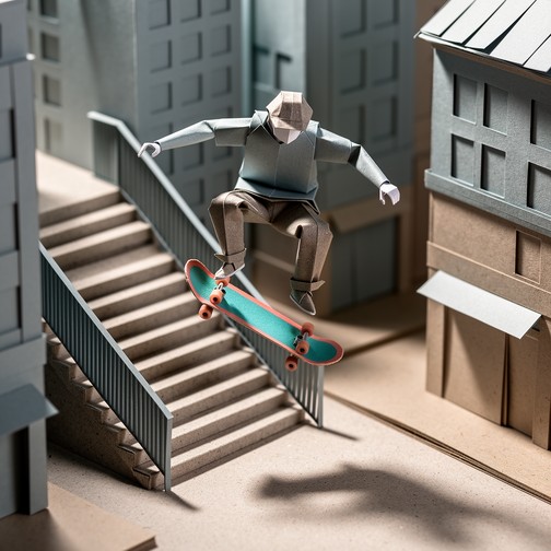 Free Paper Skater Soars Image - Origami, Skateboarding, Papercraft ...