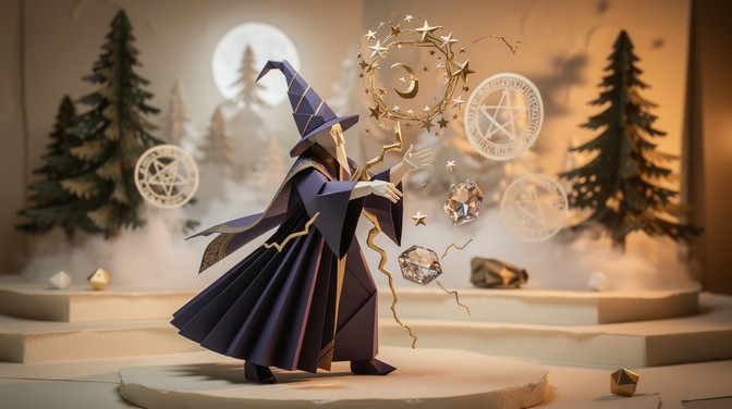 Free Enchanted Papercraft Wizard Image - Origami, Wizard, Papercraft ...