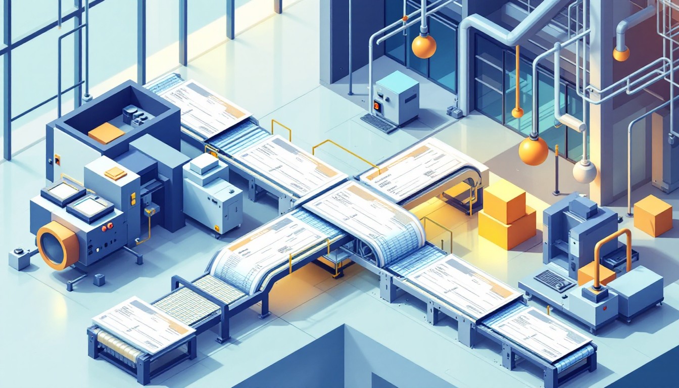 Free Check Printing Factory Image - Isometric, Factory, Illustration ...
