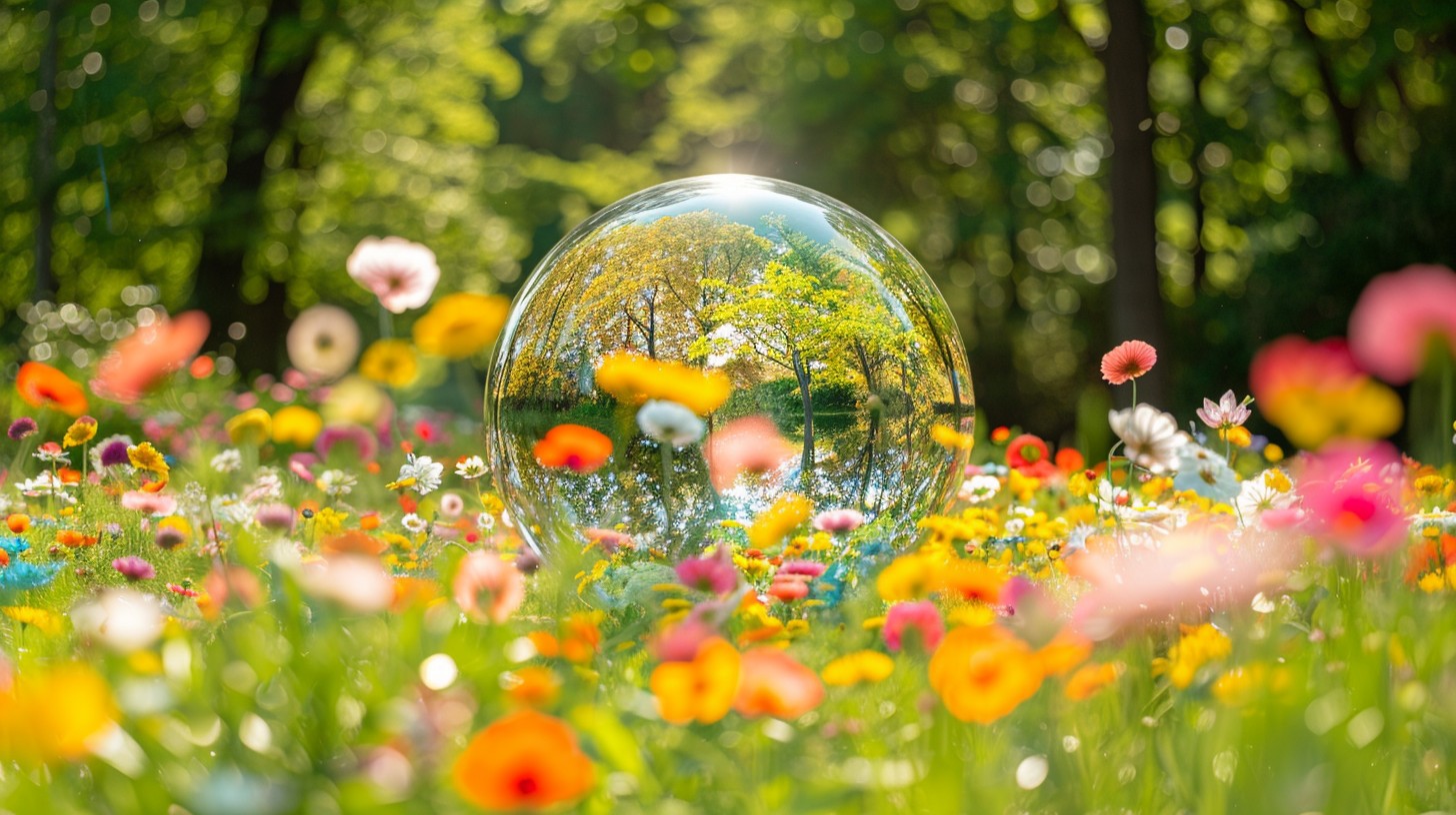 Free Enchanting Floral Sphere Image - Reflective, Glass, Sphere ...