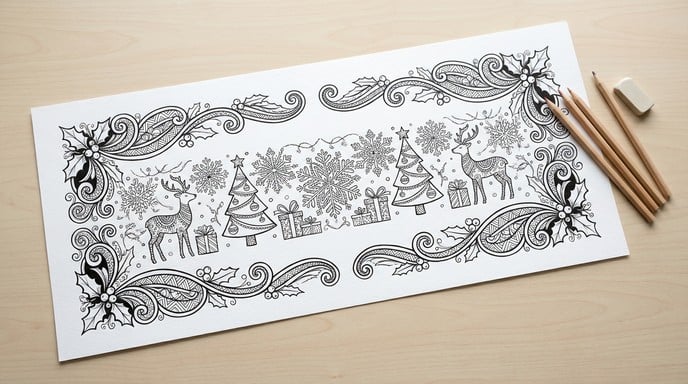 Free Festive Coloring Design Image - Christmas, Coloring, Festive ...