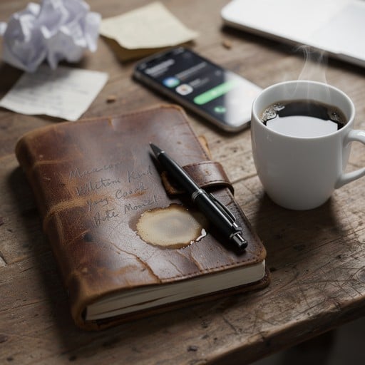 Free Writer's Daily Grind Image - Notebook, Leather, Coffee | Download ...