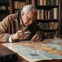 Free Cartographer Drawing Map Image Elderly Cartographer Map